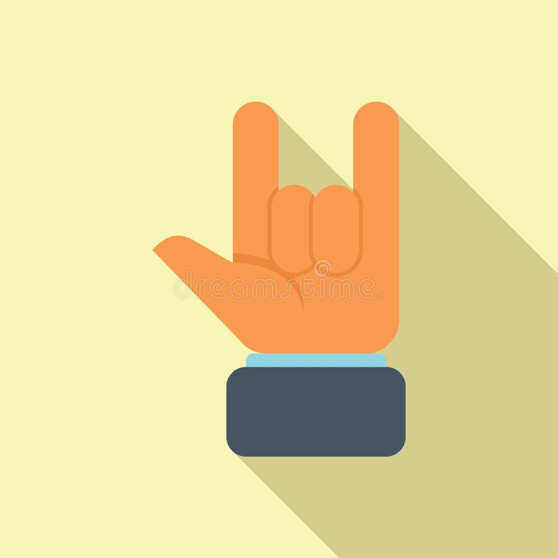 Rock Hand Icon Flat Vector. Pose Sign Stock Illustration - Illustration ...