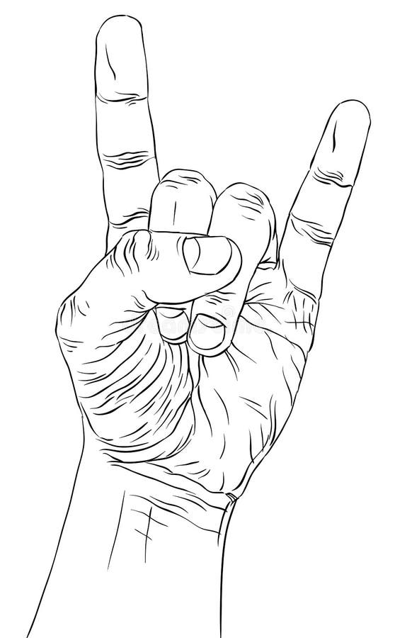 Rock on Hand Sign, Detailed Vector Illustration. Stock Vector ...