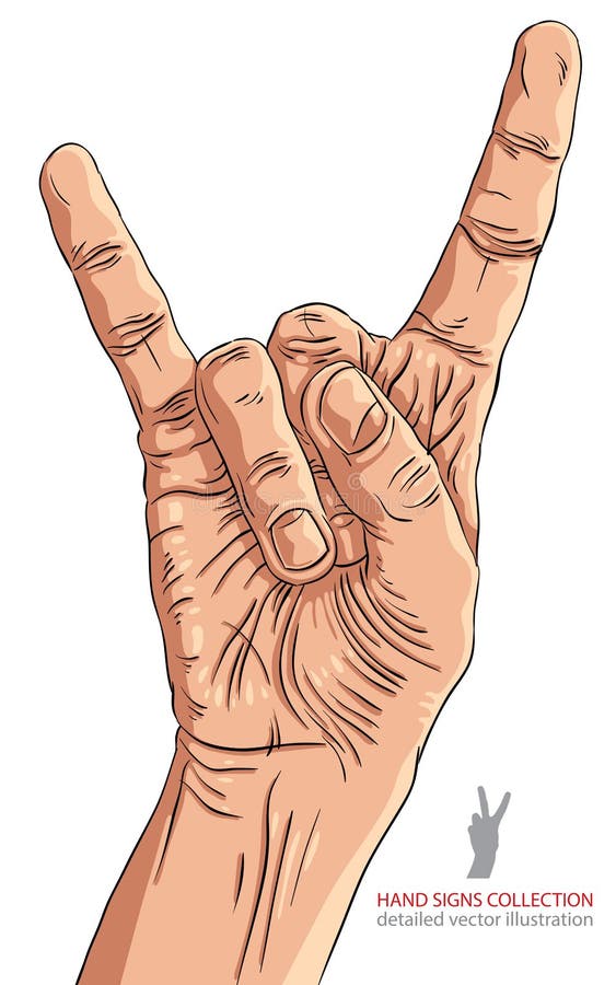 Rock on Hand Sign, Detailed Vector Illustration. Stock Vector ...