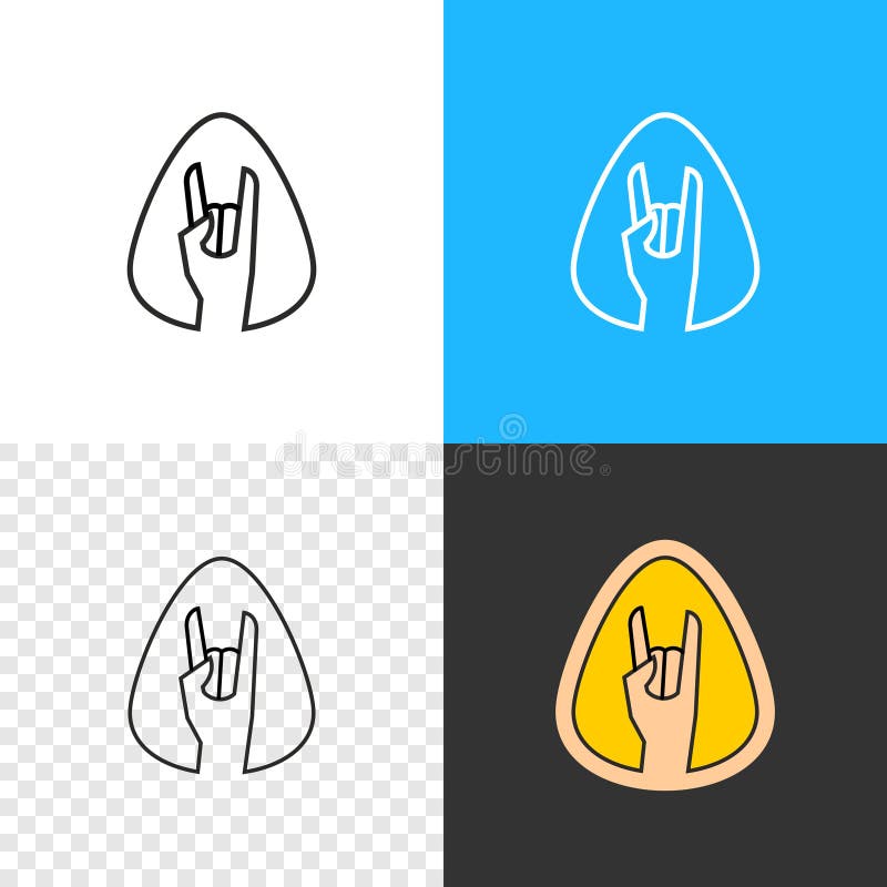 Rock on Hand Sign. Outline Style Rock and Roll Logo. Hands Horn Symbol ...