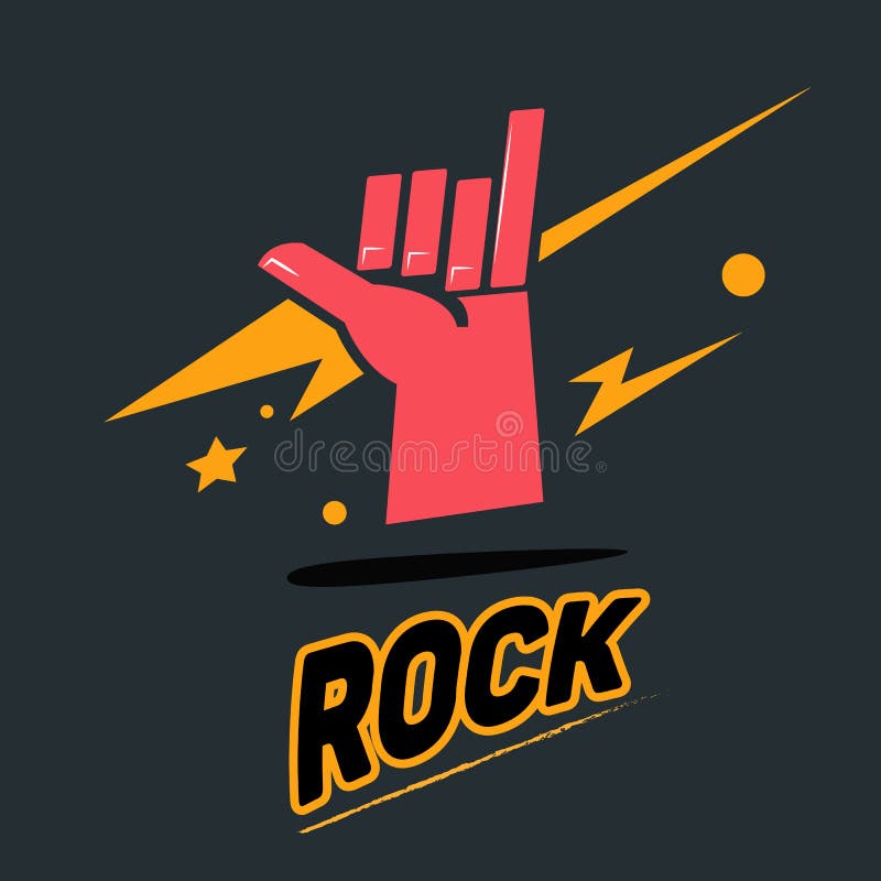 Rock Hand Symbol with Typographic - Stock Illustration - Illustration ...