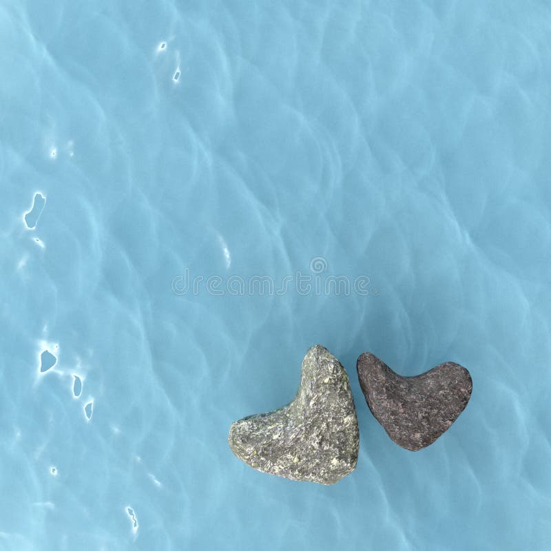 Rock Heart Shape on Sea , 3D Rendering Stock Illustration ...