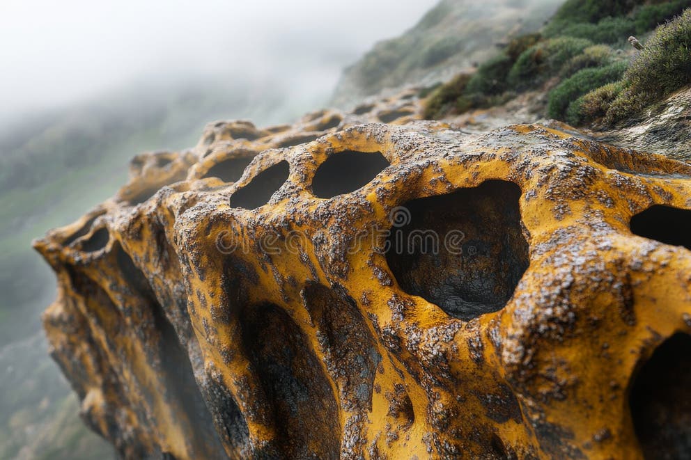A Rock with Holes is Captured in Close-up, Making it Suitable for Use ...