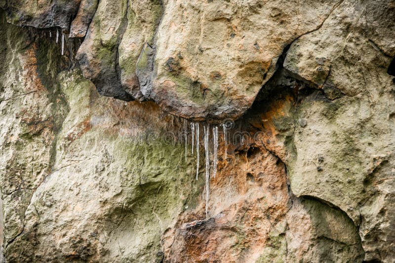 A rock with ice on it stock image. Image of snow, rock - 360181087