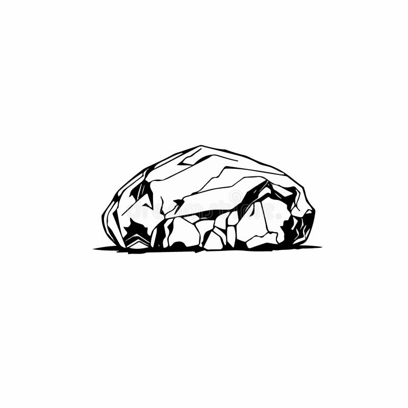 Rock, Ideal for a Black and White Vector Ink Object Element Icon Set ...
