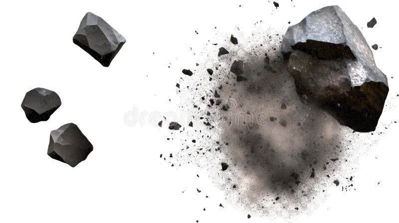 Rock Impact Explosion Dust and Debris Isolated Stock Illustration ...