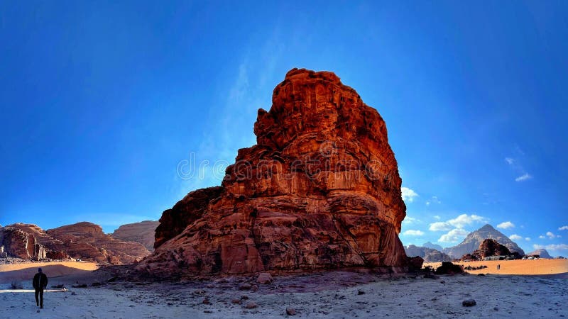 Rock on Jordan Desert with Blue Sky Editorial Stock Image - Image of ...