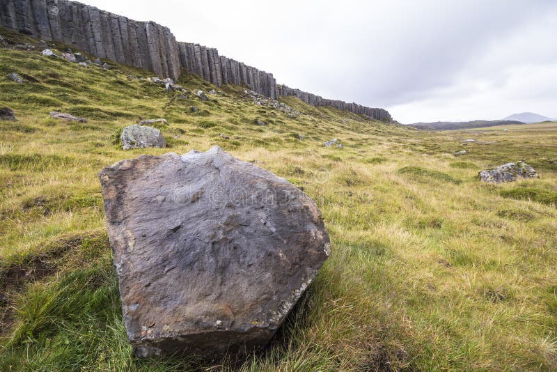 Rock in Landscape of Gerduberg Cliffs, Snaefellsnes, Iceland Stock ...