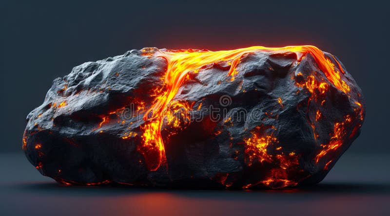 A Rock with Lava and Fire on it Stock Image - Image of fire, volcano ...