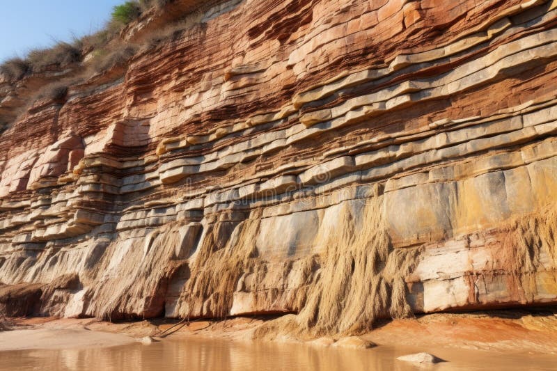 Rock Layers in a Sedimentary Cliff Showing Geological History Stock ...