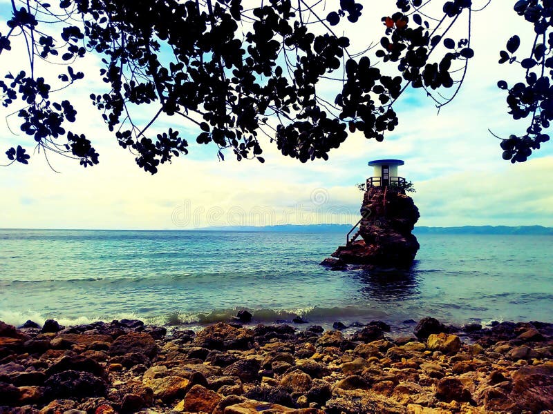 Rockmade Lighthouse in the Sea. Location: Liquson Mobo, Masbate Stock ...