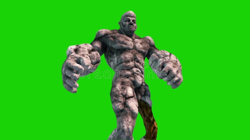 Rock Man Monster Walkcycle Green Screen Loop 3D Renderings Animations ...