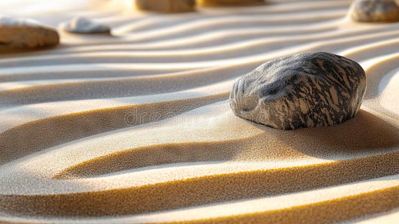 A Rock in the Middle of a Sand Dune in the Desert Stock Photo - Image ...