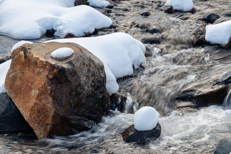 A Rock is in the Middle of a Stream of Water Stock Image - Image of ...