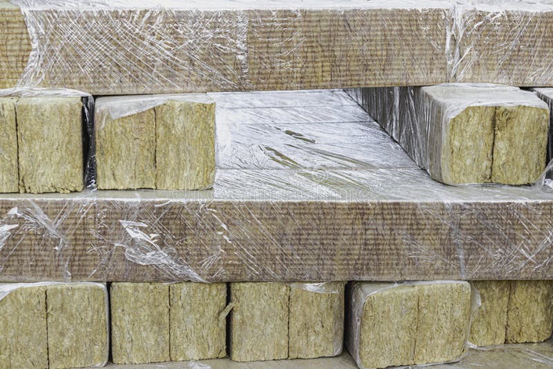 Rock Mineral Wool at a Construction Site. Close-up Stock Photo - Image ...