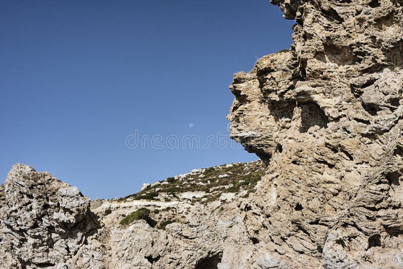 The rock and the moon stock image. Image of horizon, stone - 91624407