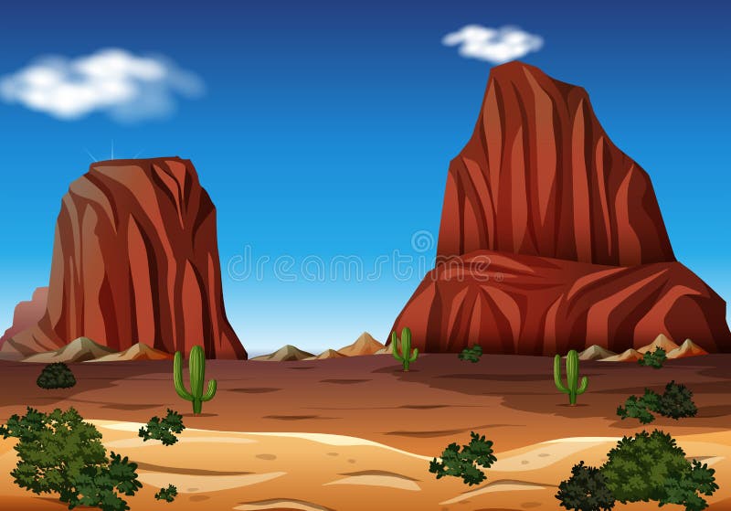 Rock Mountain in the Desert Stock Vector - Illustration of stone ...