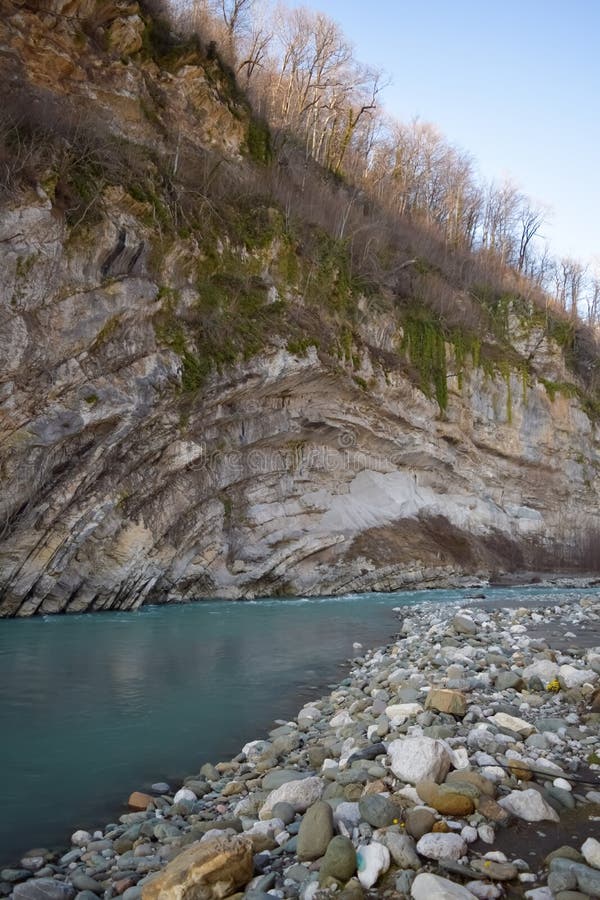 Blue Water in a Mountain River. Rocky Coast. Mountain Landscape. Stock ...