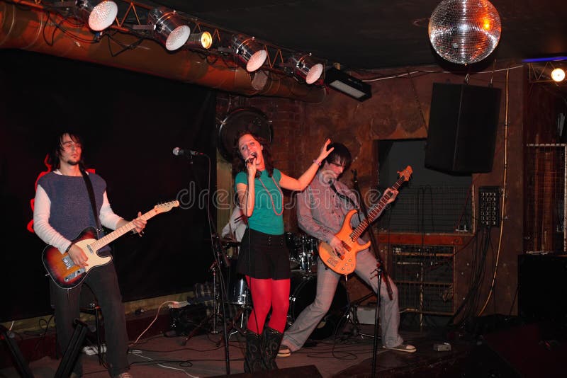 Rock music band on stage stock image. Image of drum, instrument - 8633375