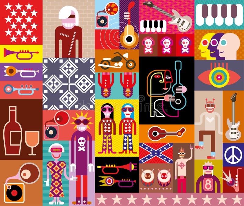 Rock Music Collage stock vector. Illustration of concert - 32726781