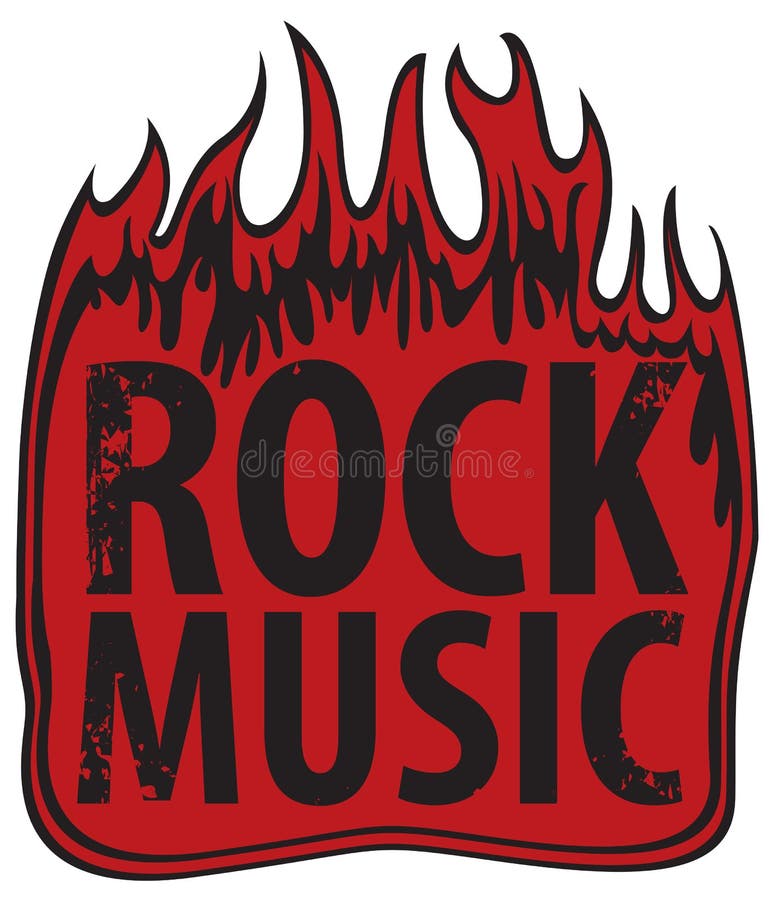 Rock music in fire stock vector. Illustration of rock - 86548083