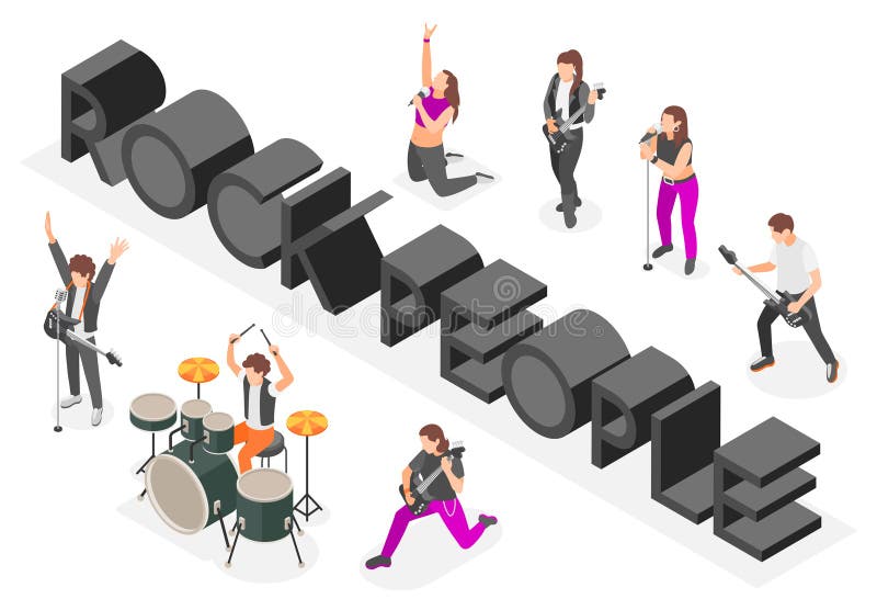 Rock Music Isometric stock vector. Illustration of electric - 293663874