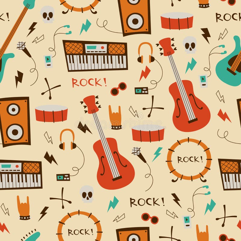 Rock Music Seamless Background. Abstract Music Seamless Pattern. Stock ...