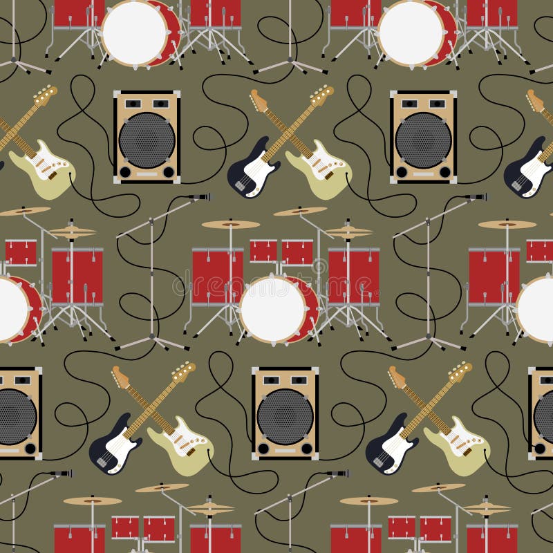 Rock Music Seamless Pattern Stock Vector - Illustration of colorful ...