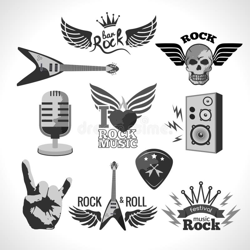 Rock Music Set stock vector. Illustration of festival - 55841938