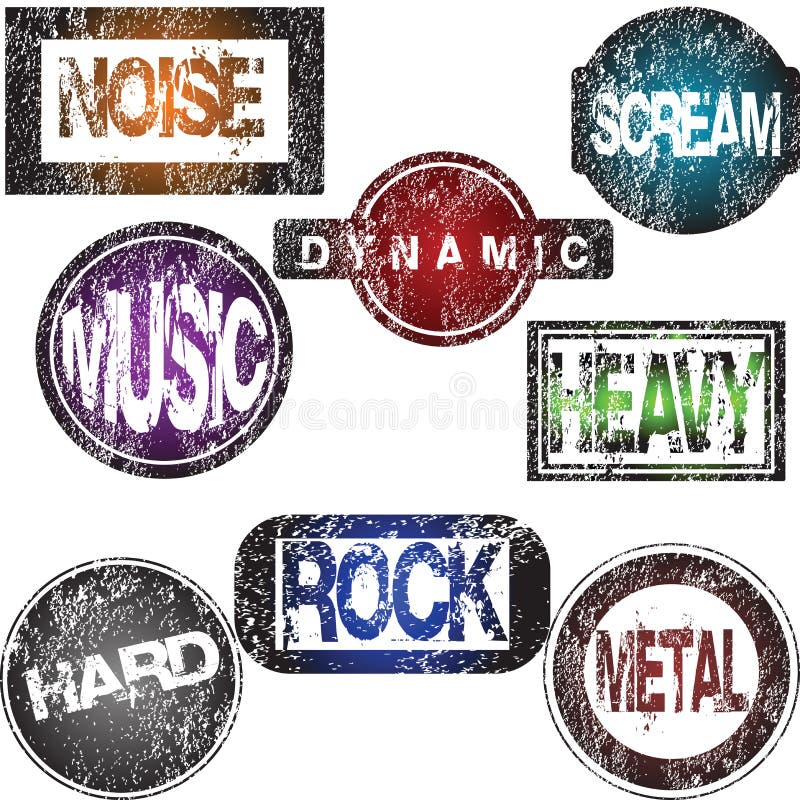 Rock music stamps stock illustration. Illustration of noise - 12787358
