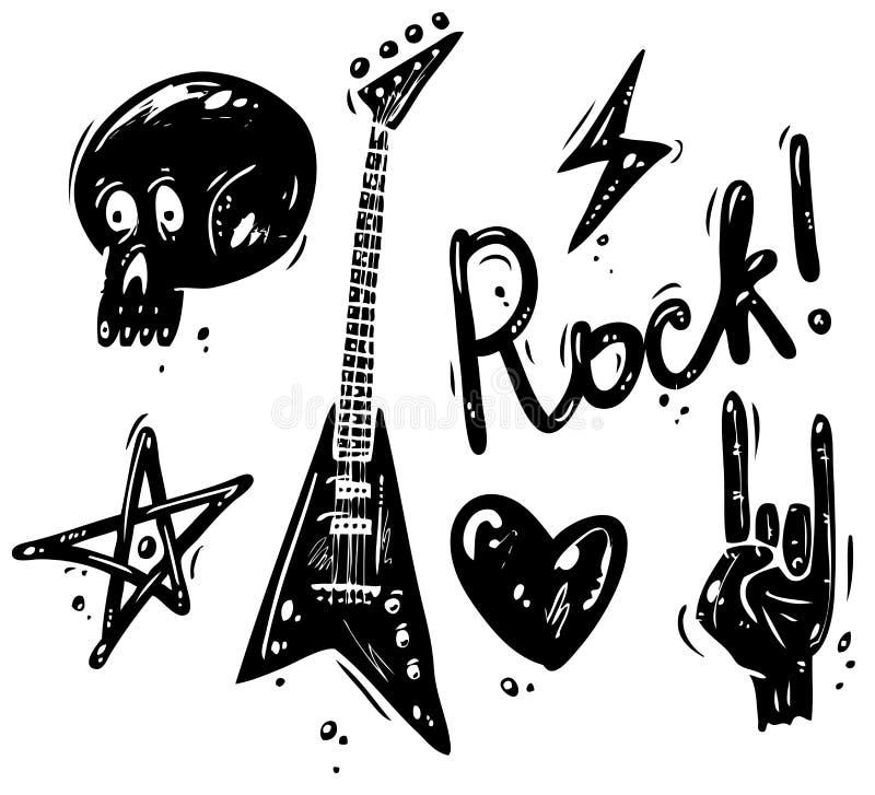 Rock music symbols stock vector. Illustration of isolated - 72187249