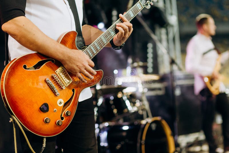 Rock Musician Guitar Player Stage Performance Band Stock Photo - Image ...