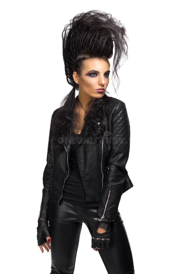 Rock Musician in Leather Clothes Stock Image - Image of electric ...