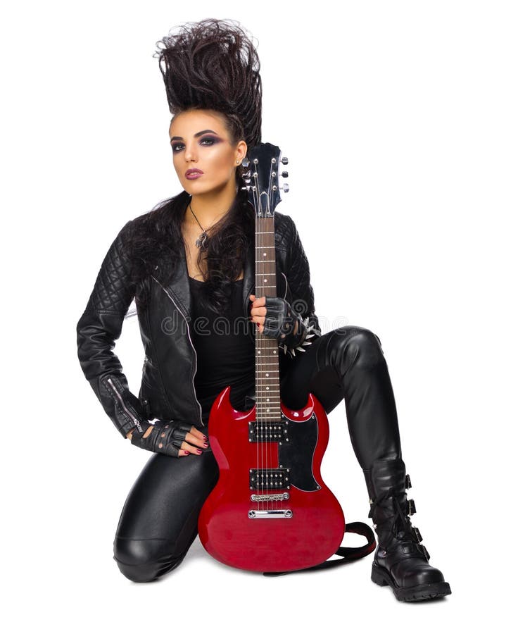 Rock Musician in Leather Clothing Stock Image - Image of hair, modern ...