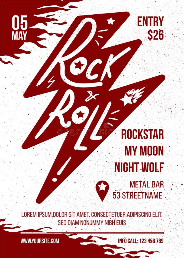 Rock N Roll Concert Hand Drawn Flyer Template Stock Illustration ...
