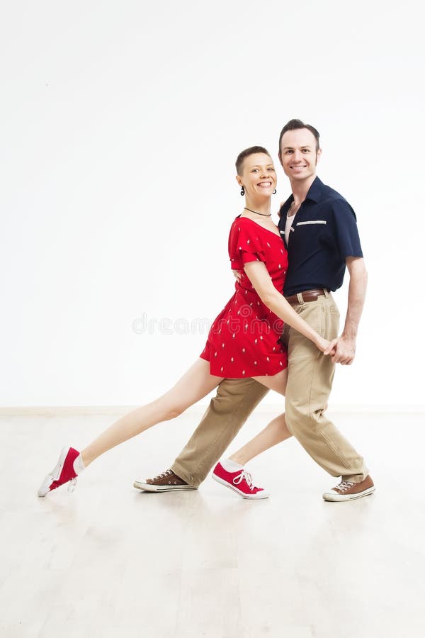 Young Couple Dancing Latin Music: Bachata, Merengue, Salsa. Two ...