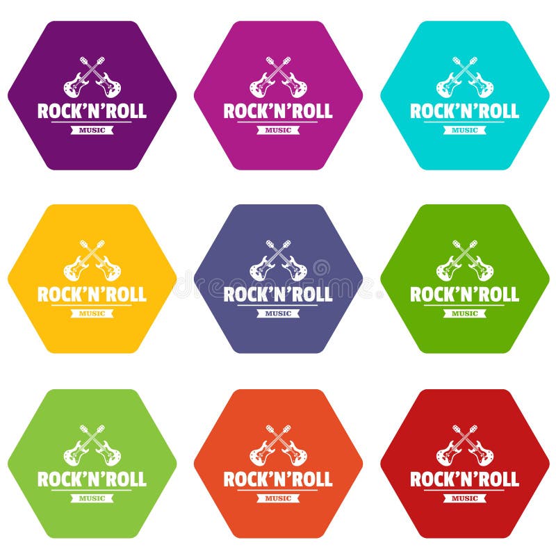 Rock N Roll Icons Set 9 Vector Stock Vector - Illustration of print ...