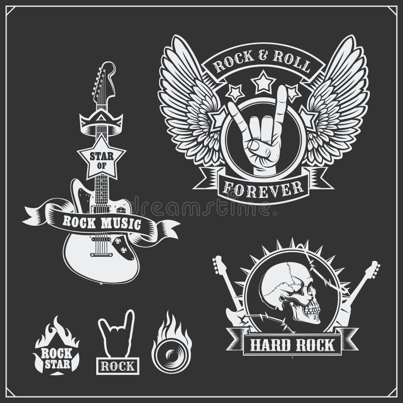 Rock`n`Roll Music Symbols, Labels, Logos and Design Elements. Stock ...