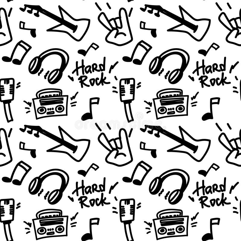 Rock N Roll Seamless Pattern. Black-white Print for Textiles ...