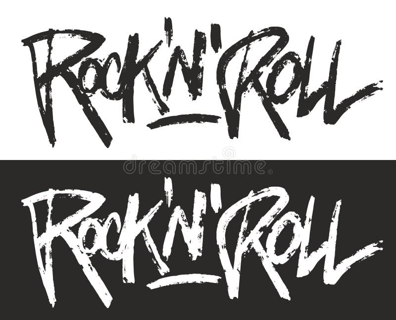 Rock N Roll Typography on Bold Backgrounds Stock Illustration ...