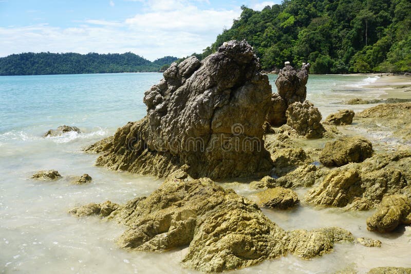 Strange Quartzite Coastal Rock on the Beach. Stock Image - Image of ...