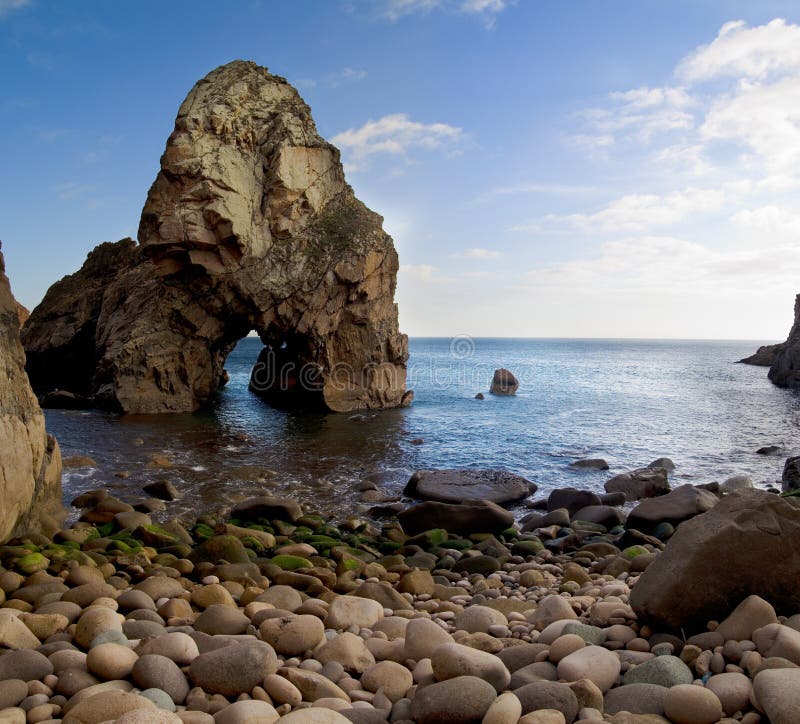 Rock in the ocean stock photo. Image of rock, portugal - 21382476
