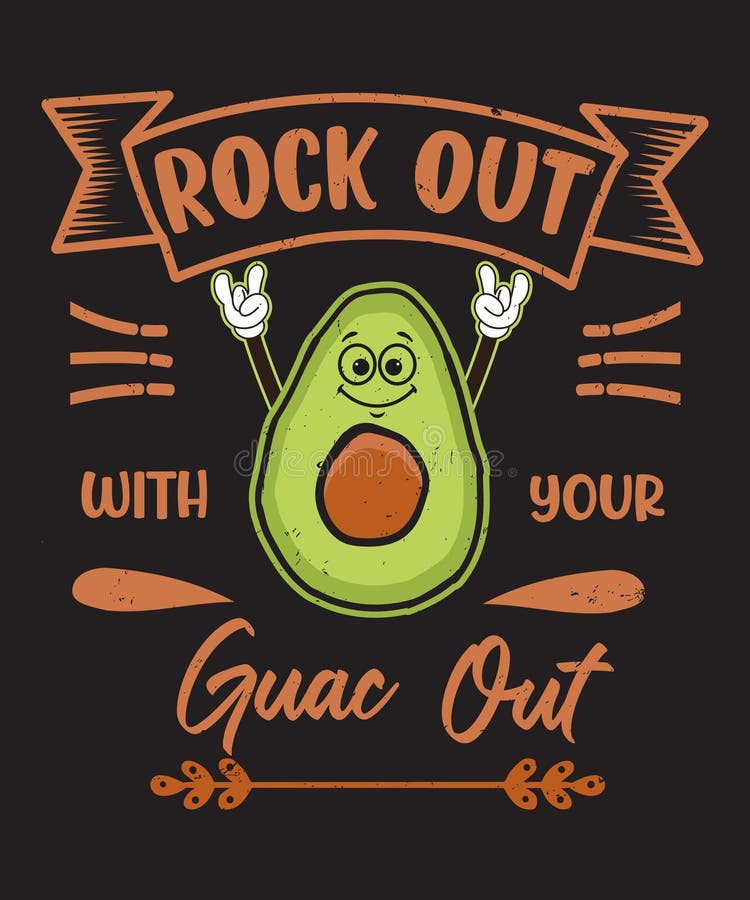 Rock out with avocado stock vector. Illustration of green - 319328030