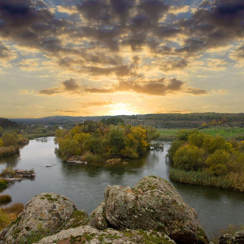 Rock over river stock image. Image of view, autumn, park - 11493919
