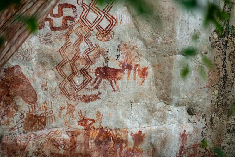 Rock Painting in Cerro Azul in Amazon of Colombia Stock Photo - Image ...