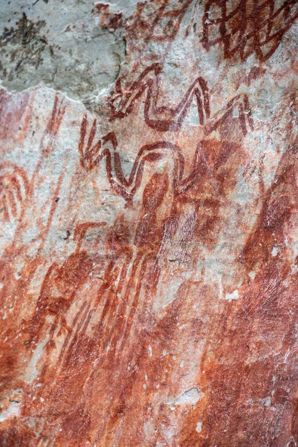 Rock Painting in Cerro Azul in Amazon of Colombia Stock Photo - Image ...