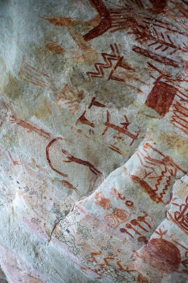 Rock Painting in Cerro Azul in Amazon of Colombia Stock Image - Image ...