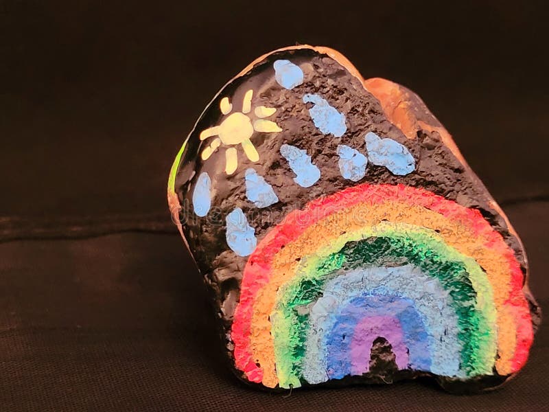 Rock painting _ rainbow stock image. Image of indigo - 242259565
