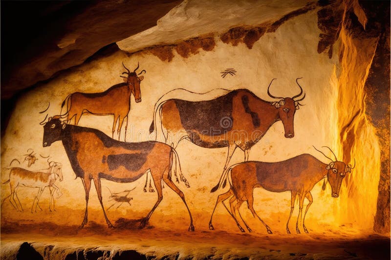 Rock Paintings Prehistoric Evidence in Ancient Age. 库存例证 - 插画 包括有 保护, 有 ...