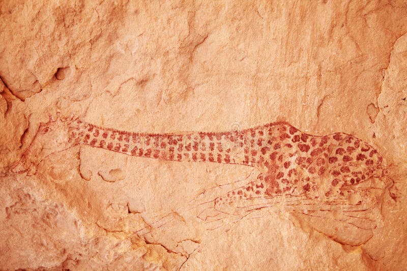 Rock Paintings in Sahara Desert, Algeria Stock Photo - Image of ...